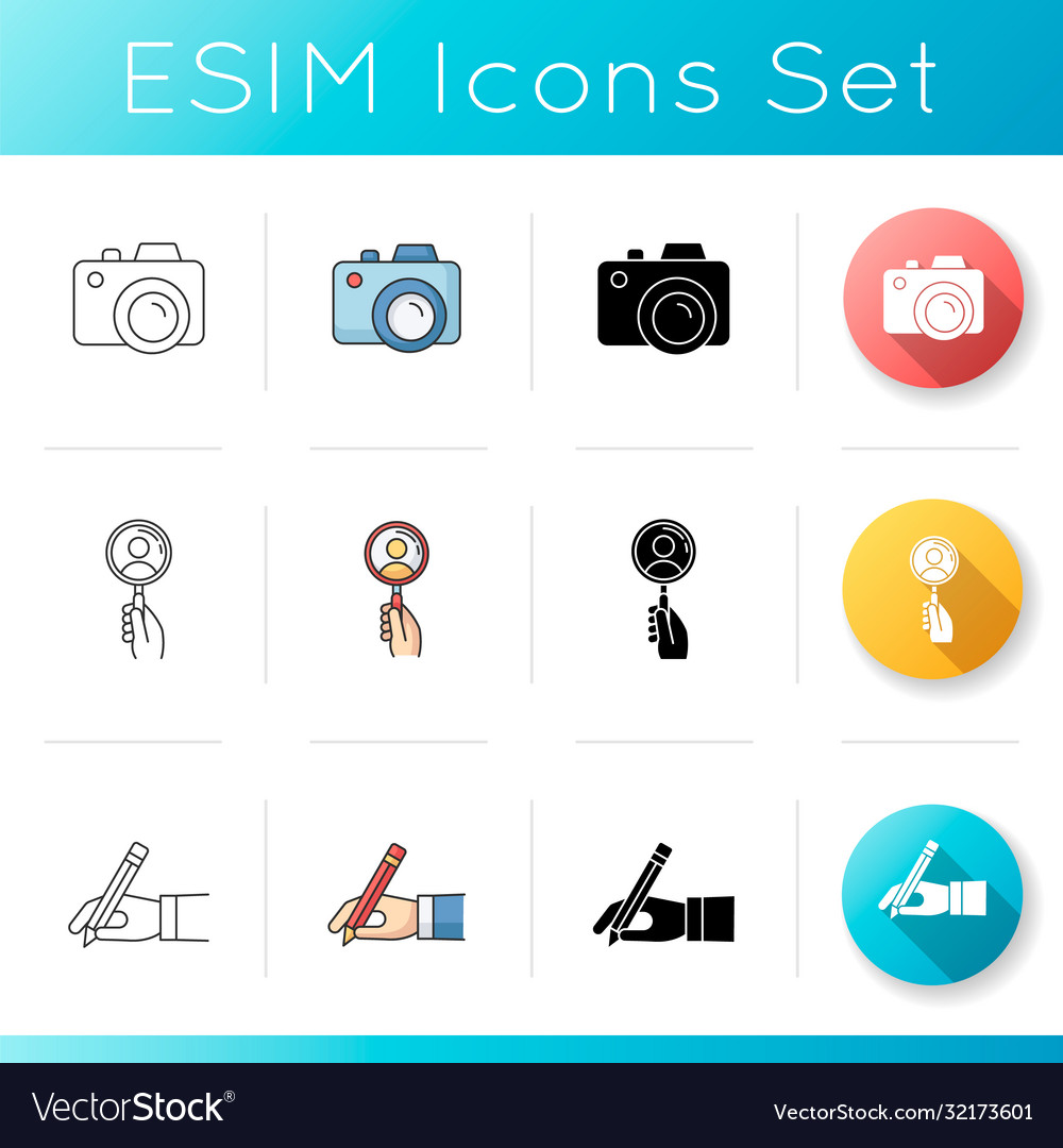 Content creator elements icons set Royalty Free Vector Image