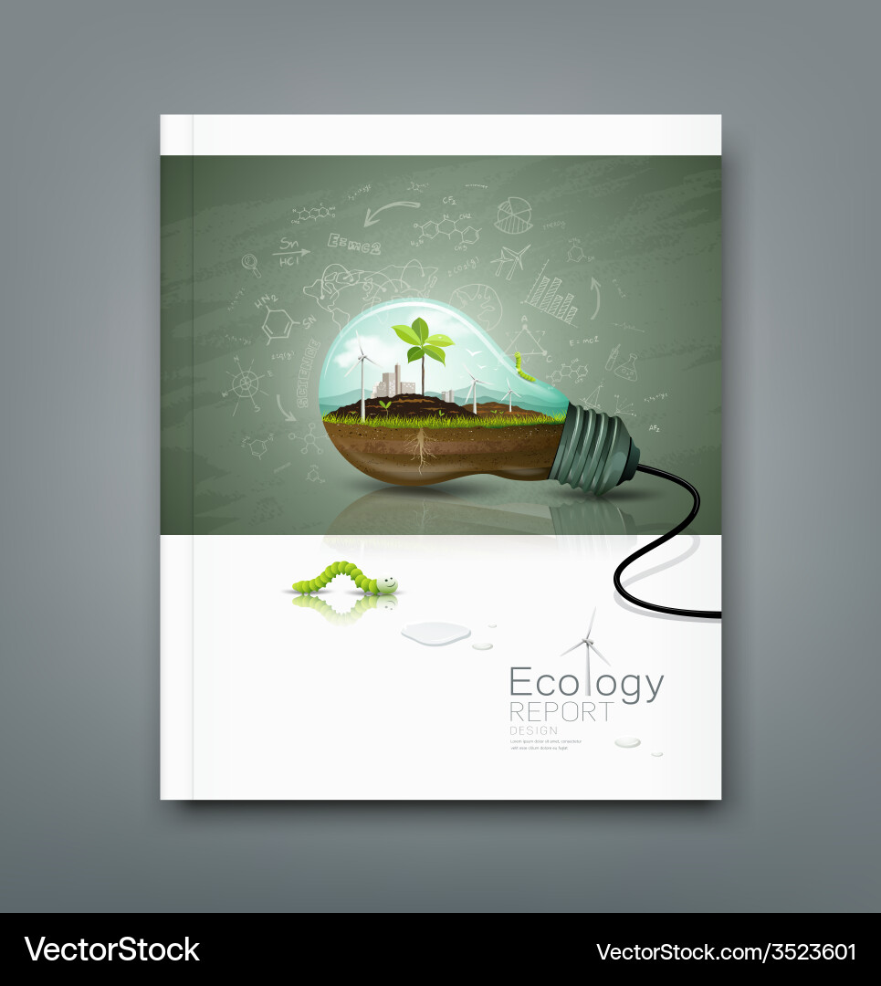 Cover annual report light bulb ecology concept Vector Image