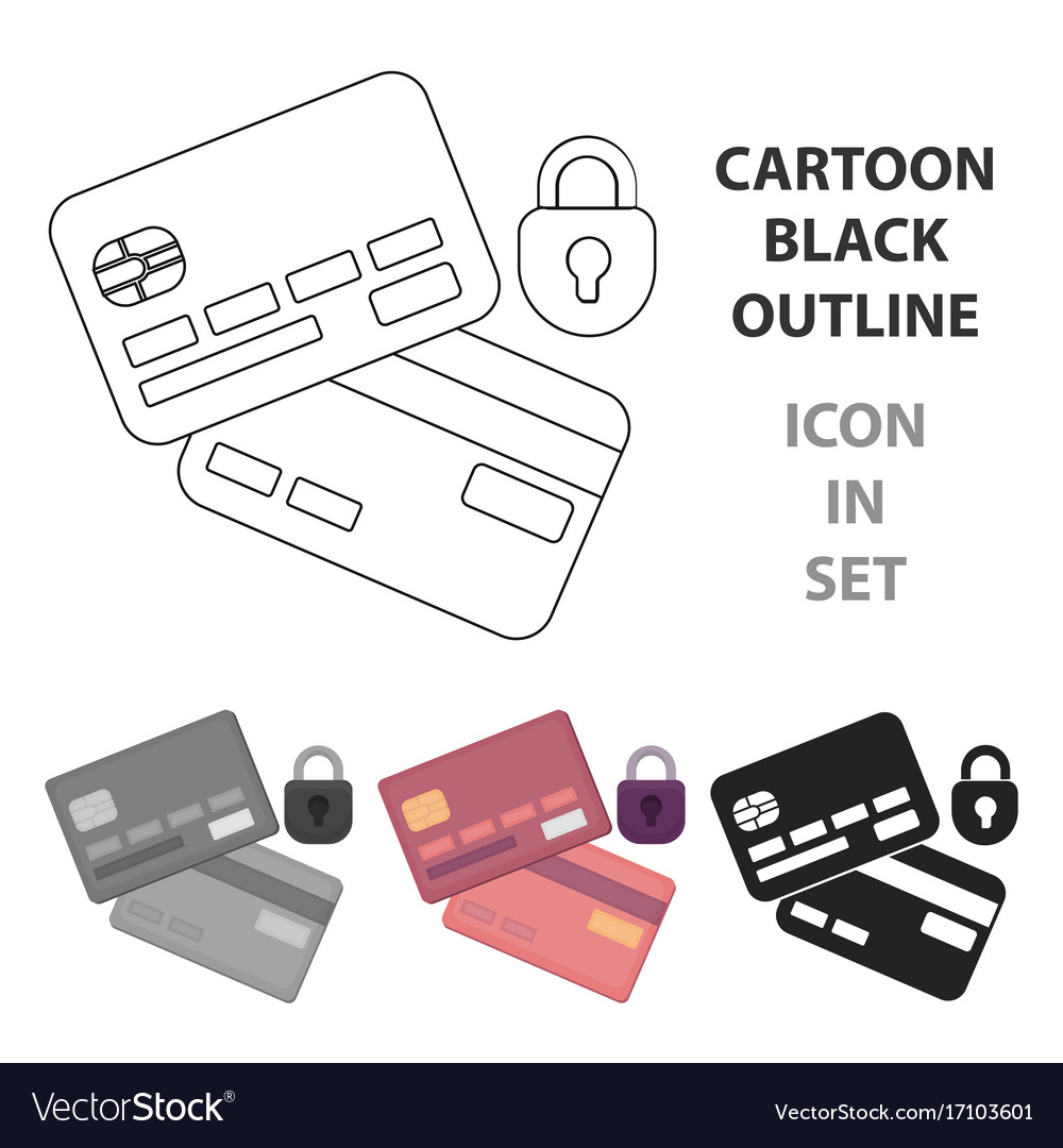 Credit card security icon in cartoon style Vector Image