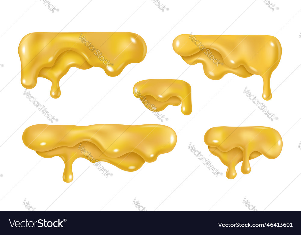 Dripping cheese melted elements set Royalty Free Vector