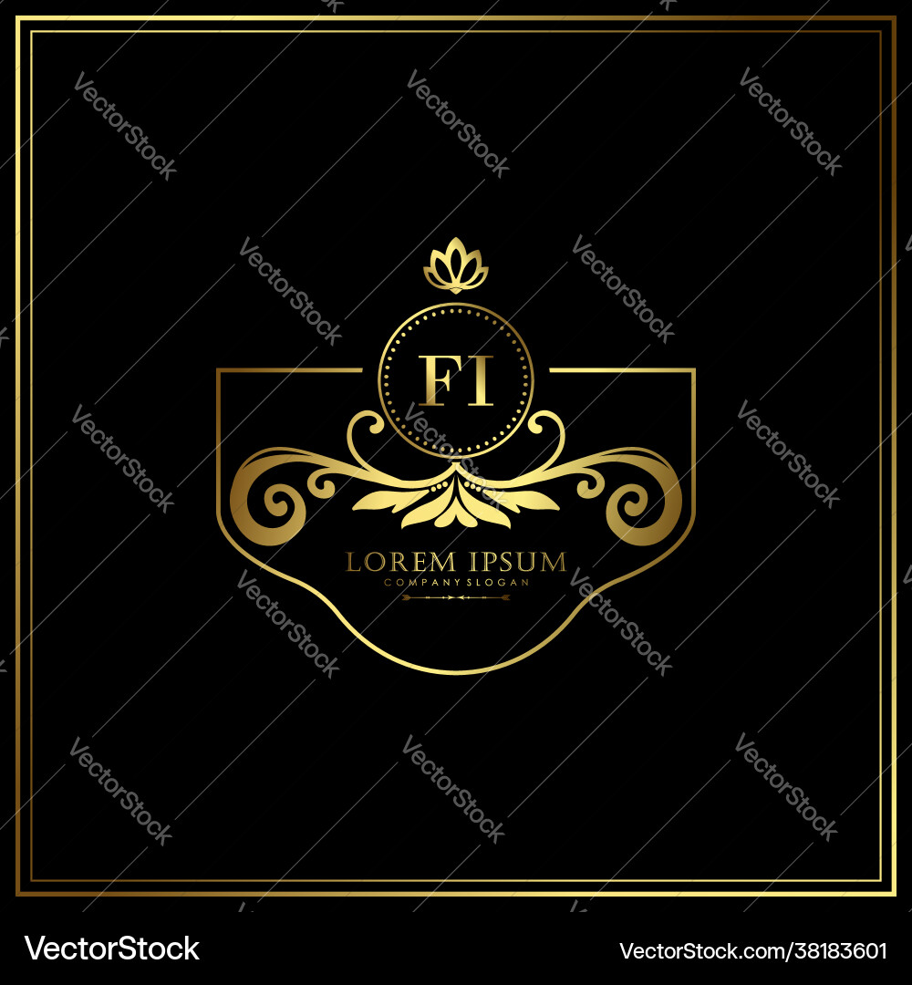 Fi initial letter luxury logo template in art Vector Image