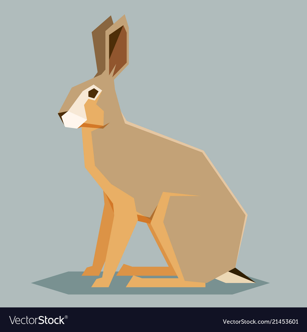 Flat geometric hare Royalty Free Vector Image - VectorStock