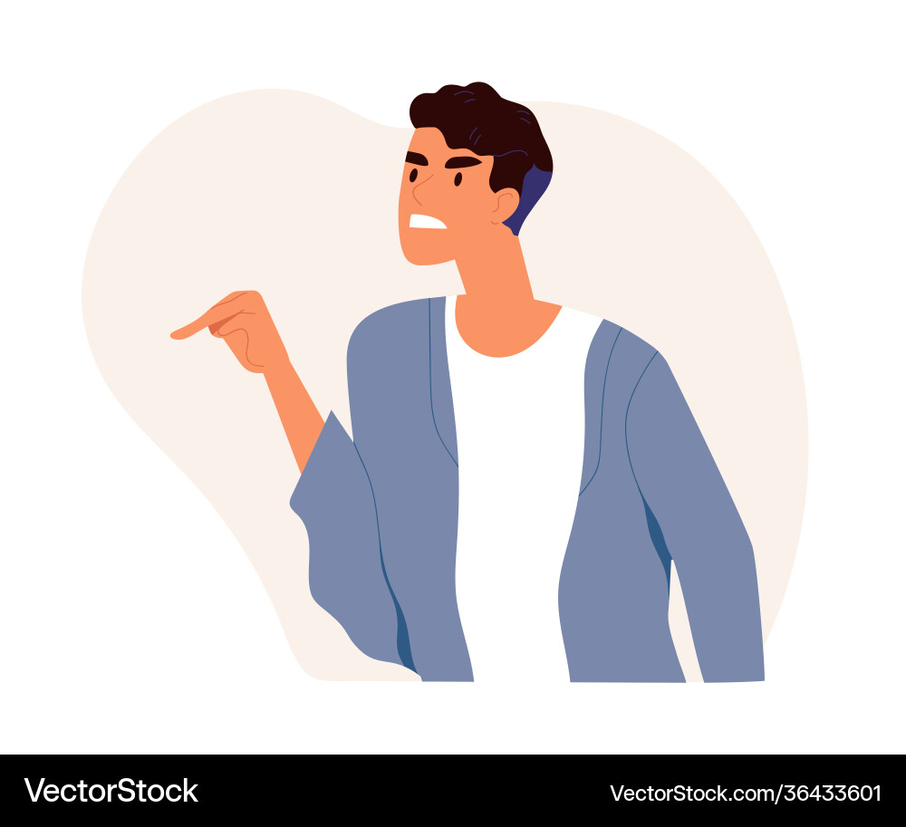 Furious angry man pointing at smb with finger Vector Image