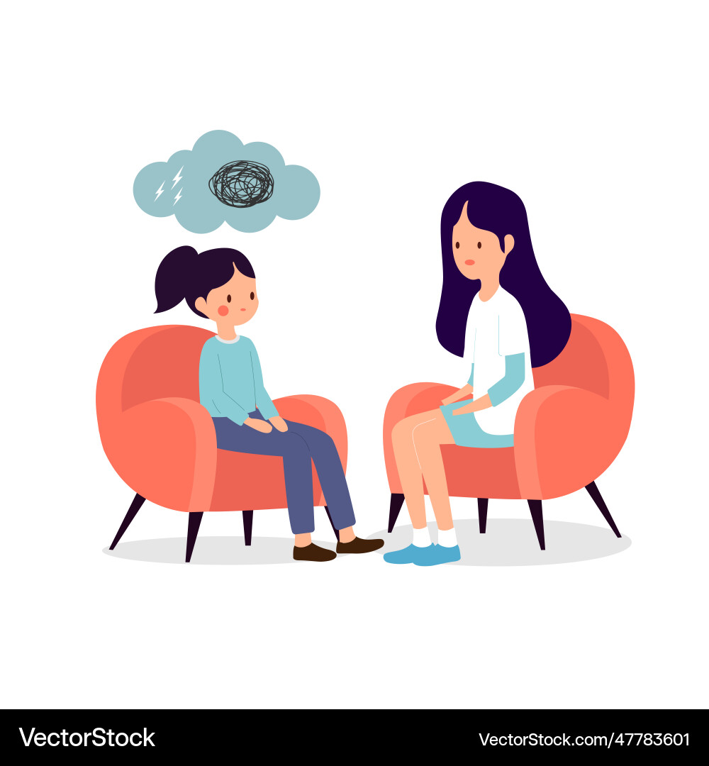 Girl and psychiatrist flat Royalty Free Vector Image