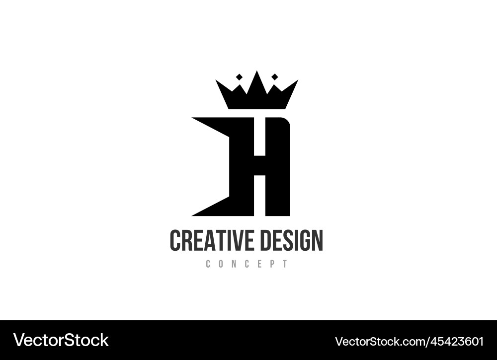 H black and white alphabet letter logo icon Vector Image