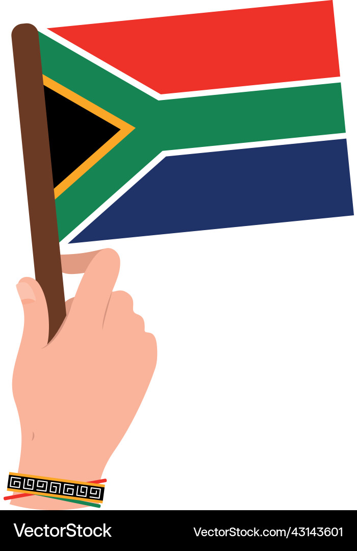 Hand with south africa flag Royalty Free Vector Image
