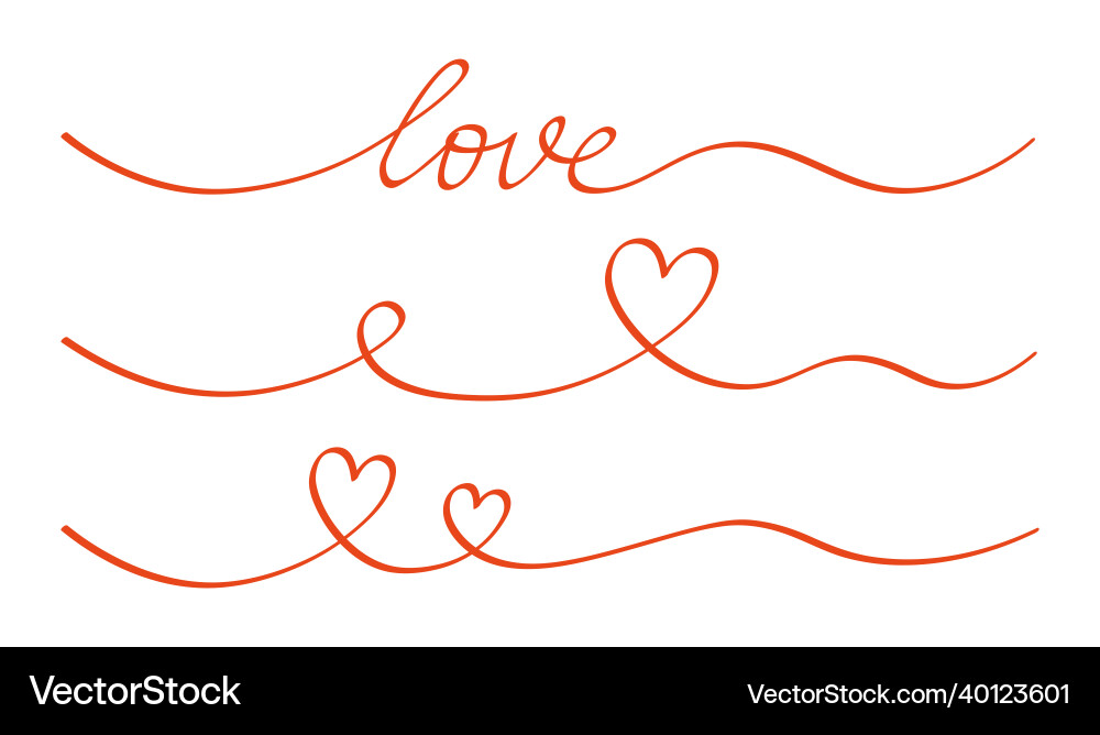 Heart and love swirl divider Royalty Free Vector Image