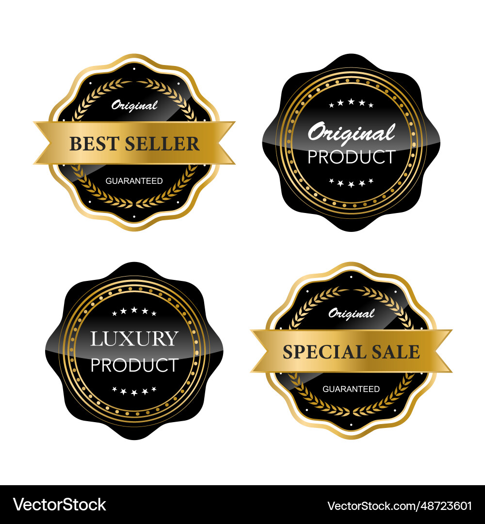 Luxury golden retro badges collection Royalty Free Vector