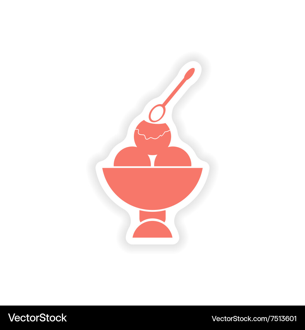 Paper sticker on white background ice cream balls Vector Image