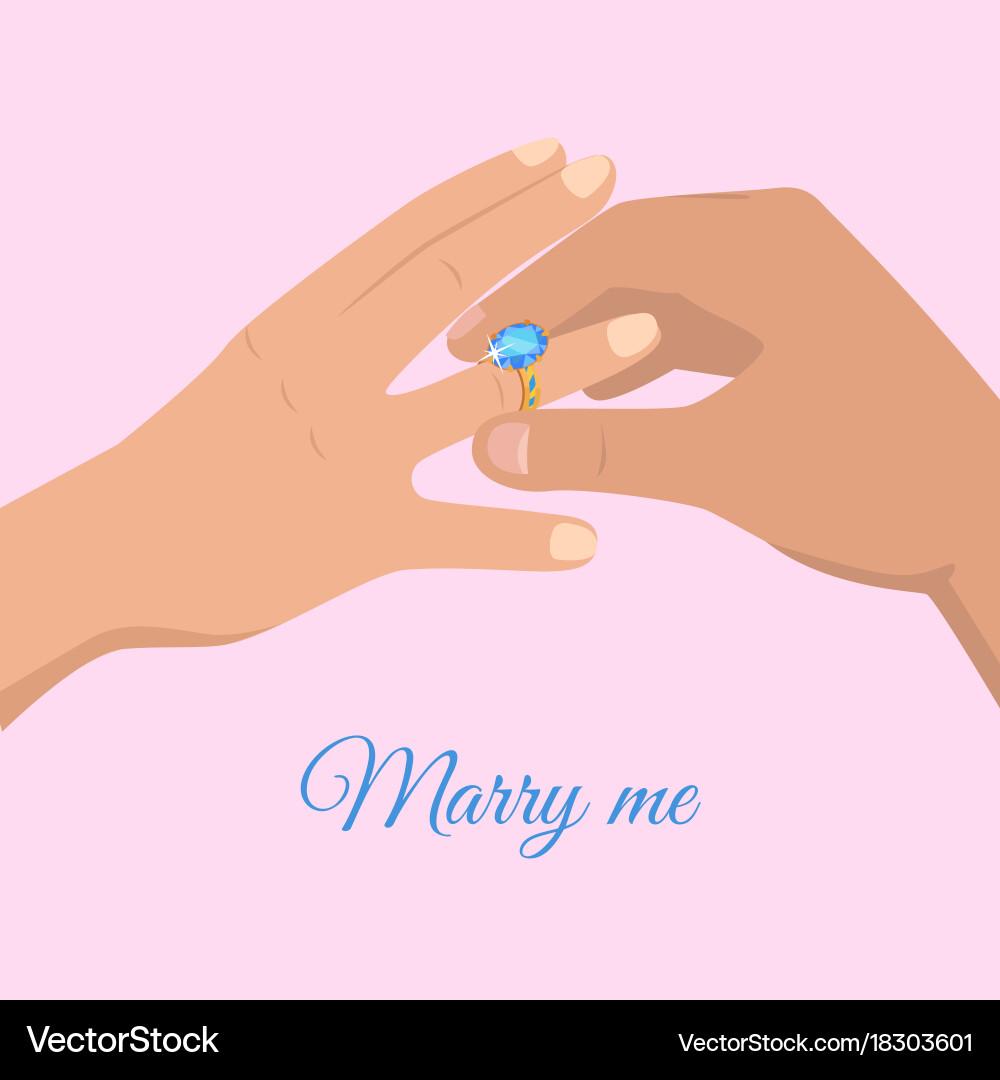 Proposal from young man marry me cartoon drawing Vector Image