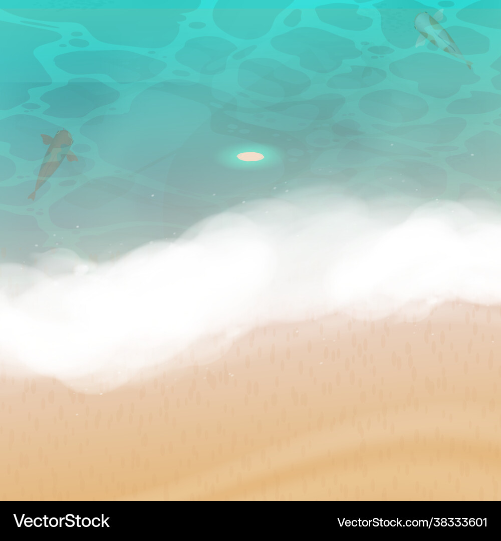 Realistic sandy beach with blue water ocean shore Vector Image
