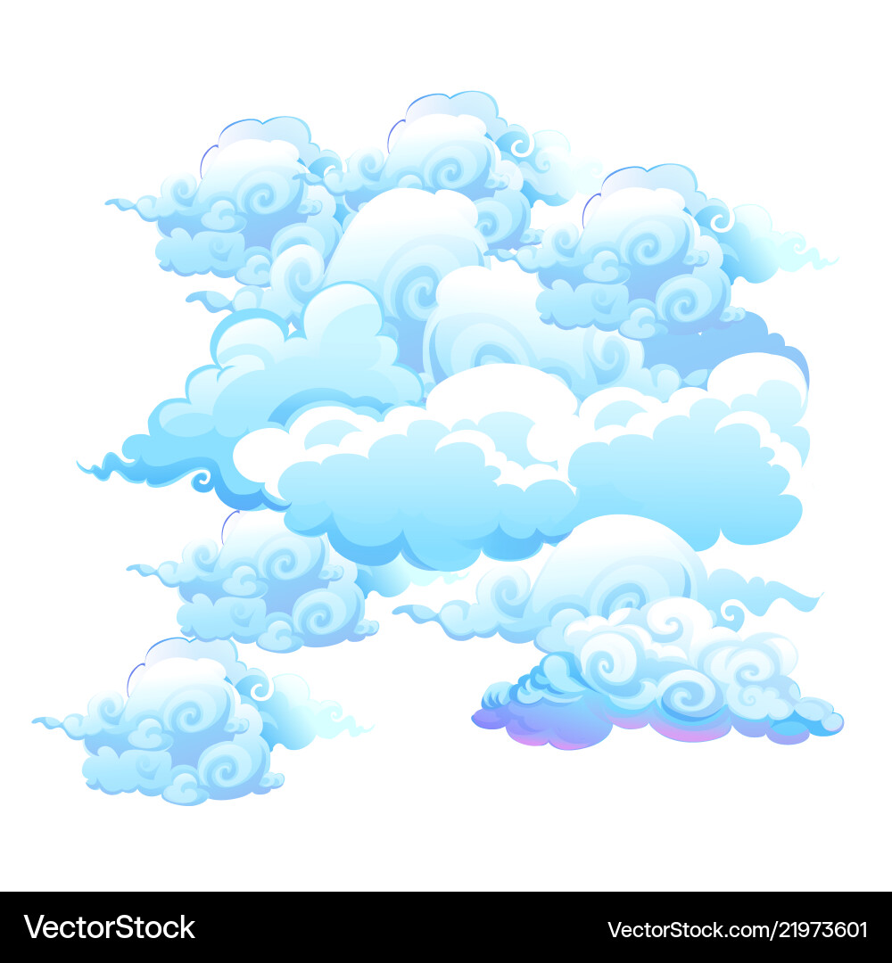 Set of beautiful clouds isolated on white Vector Image