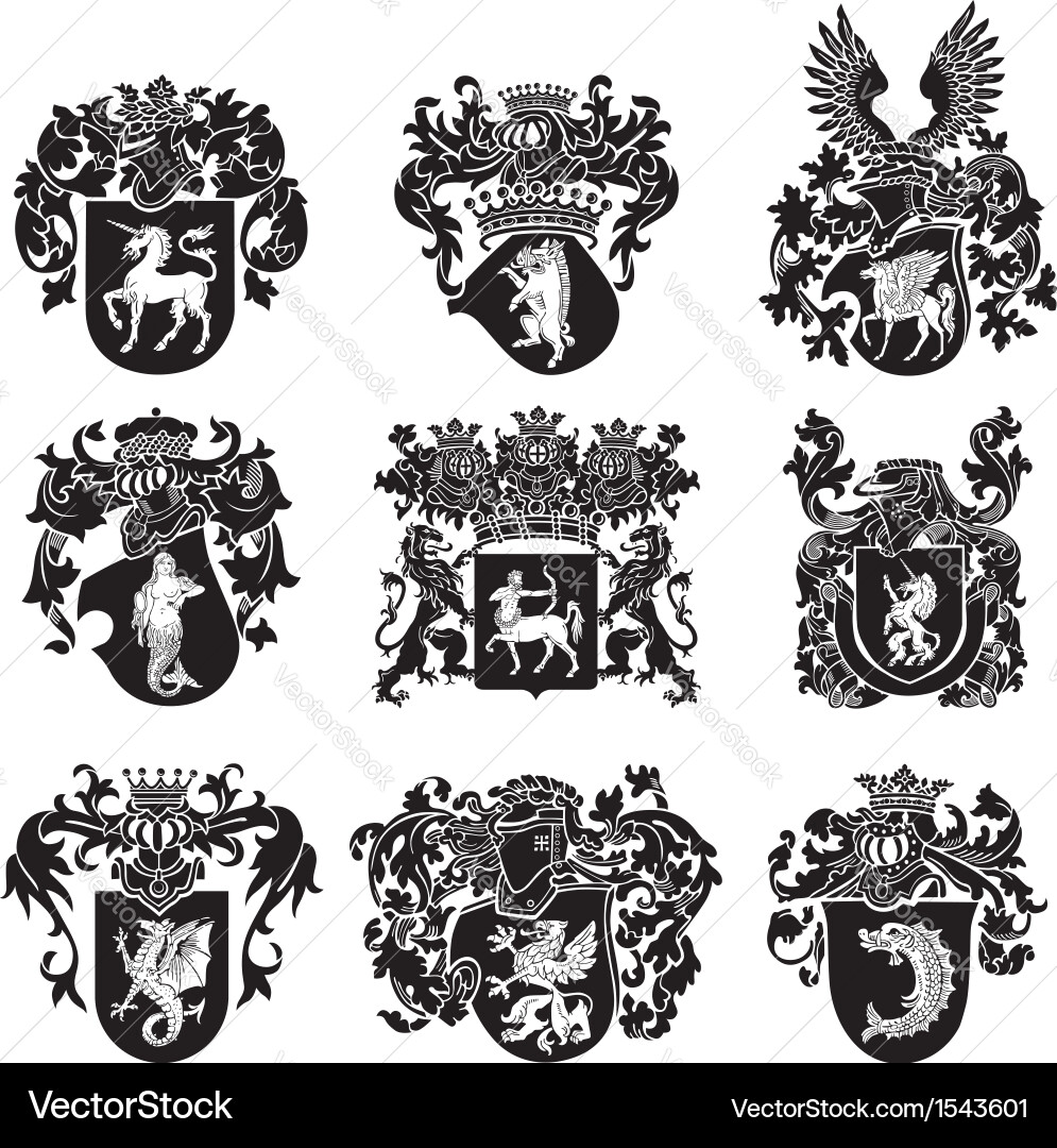 Set of heraldic silhouettes no5 Royalty Free Vector Image