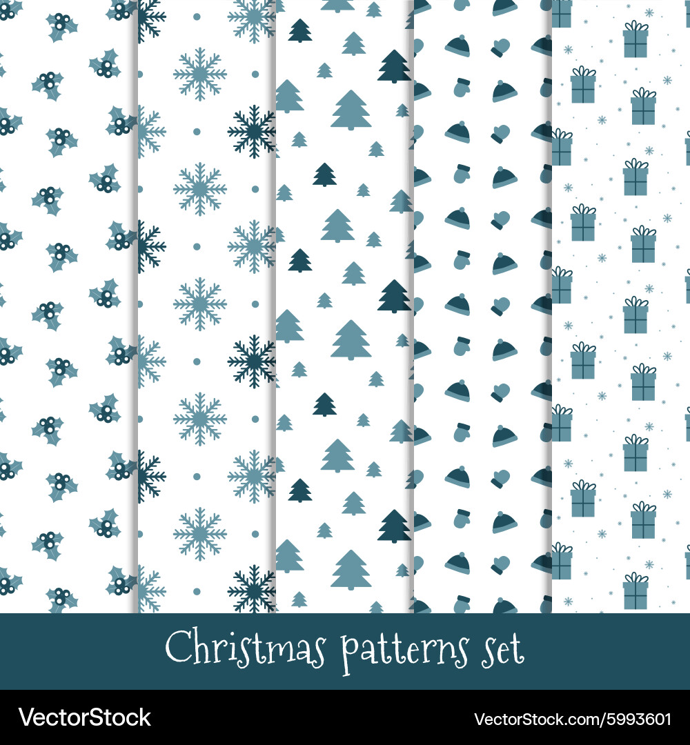Set of simple retro christmas patterns winter Vector Image