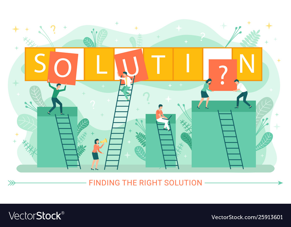 Solution business problem workers on ladders Vector Image