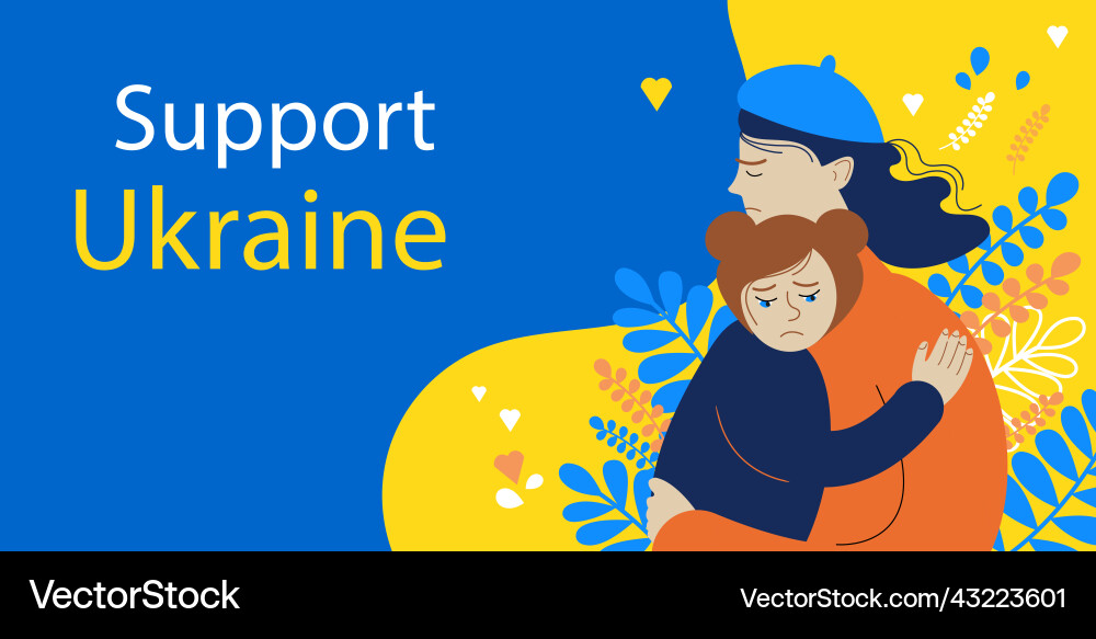 Support ukraine banner in flat style Royalty Free Vector