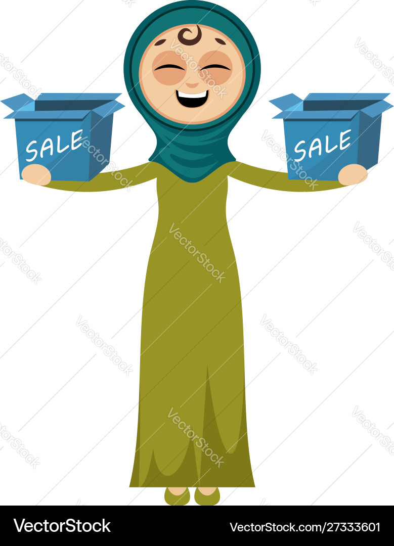 Woman with sale boxes on white background Vector Image