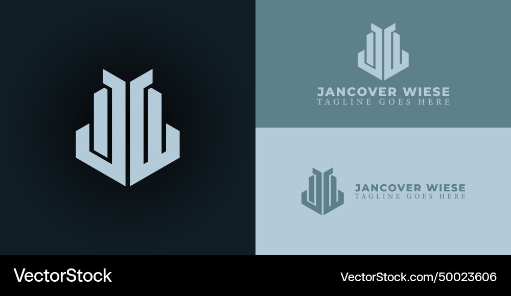 Abstract initial letter jw or wj logo in white Vector Image