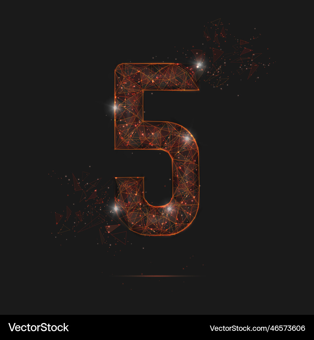Abstract isolated orange image of a number five Vector Image