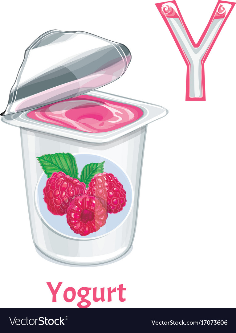 Alphabet letter y yogurt Royalty Free Vector Image