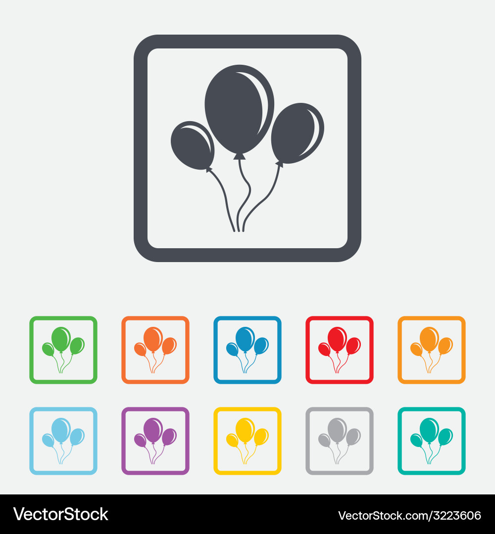 Balloon sign icon air with rope Royalty Free Vector Image