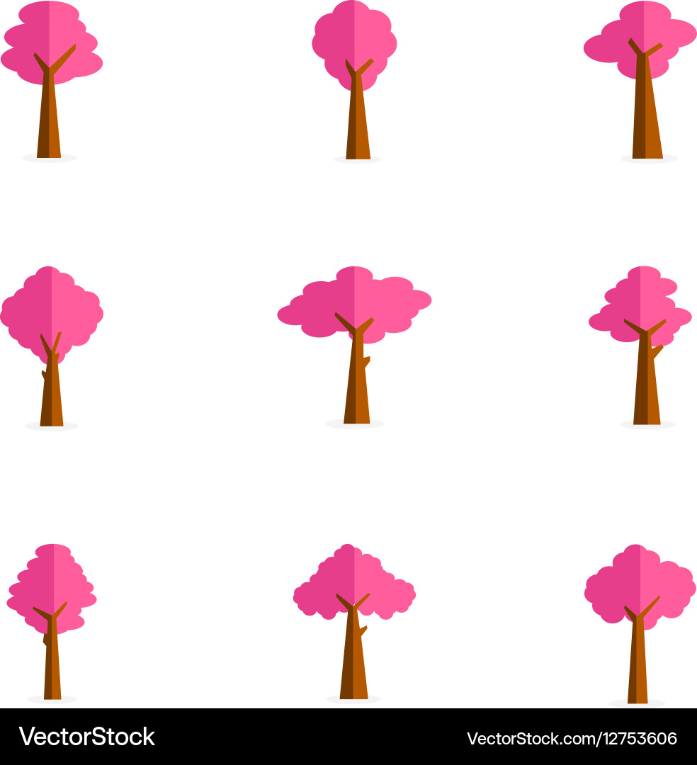 Collection stock of pink tree Royalty Free Vector Image