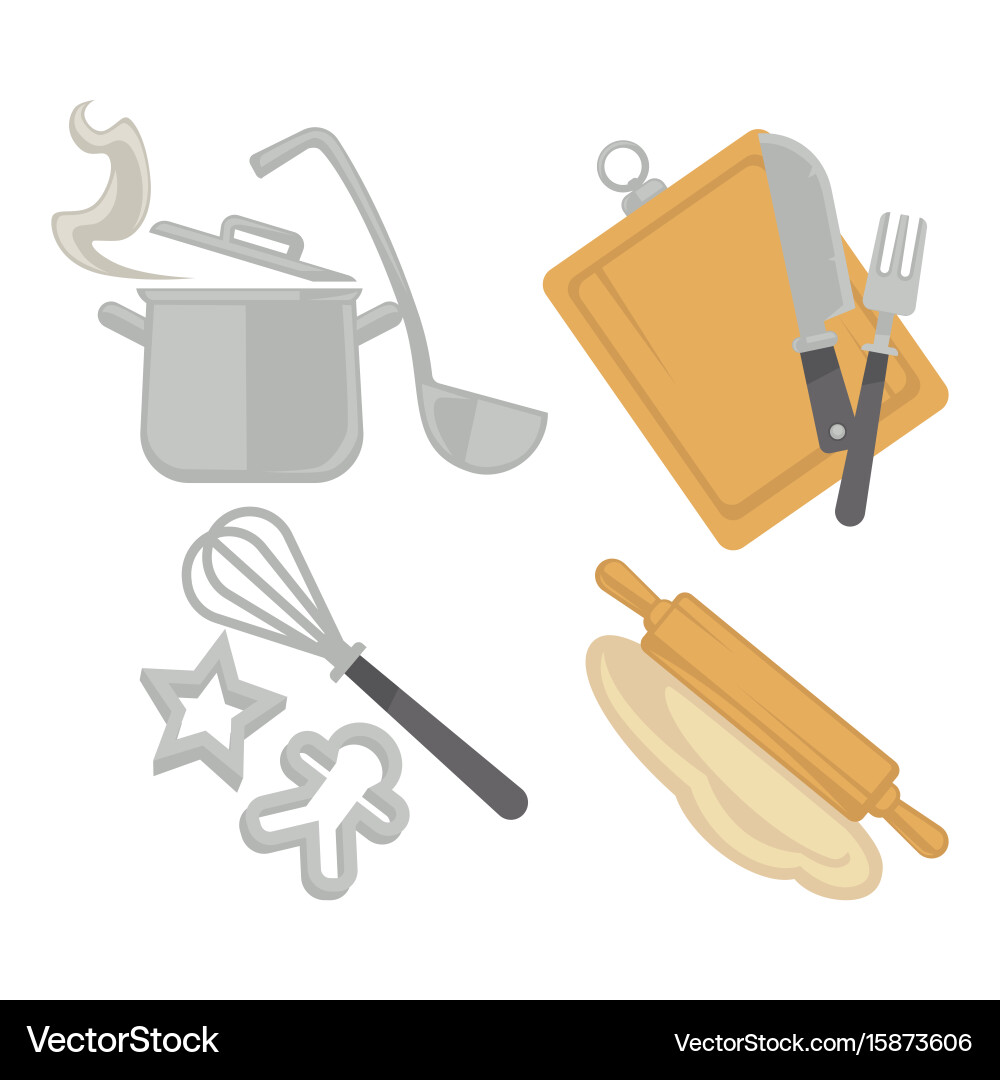Cooking kitchenware utensils and baking cutlery Vector Image