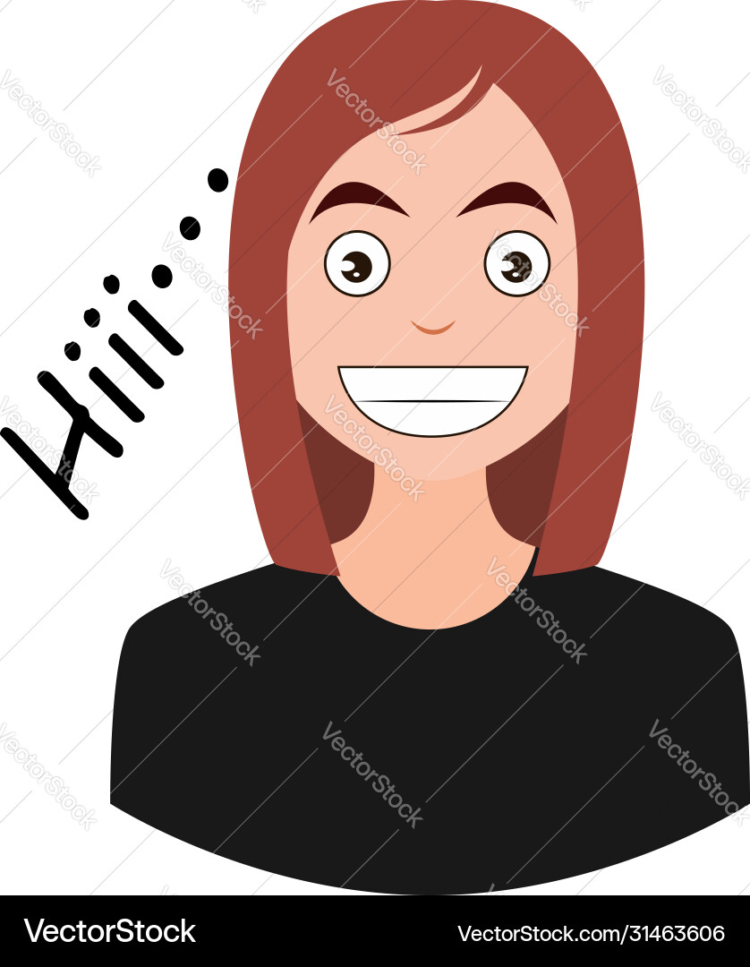 Girl saying hi on white background Royalty Free Vector Image