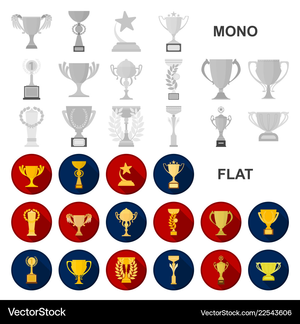 Gold cup flat icons in set collection for design Vector Image