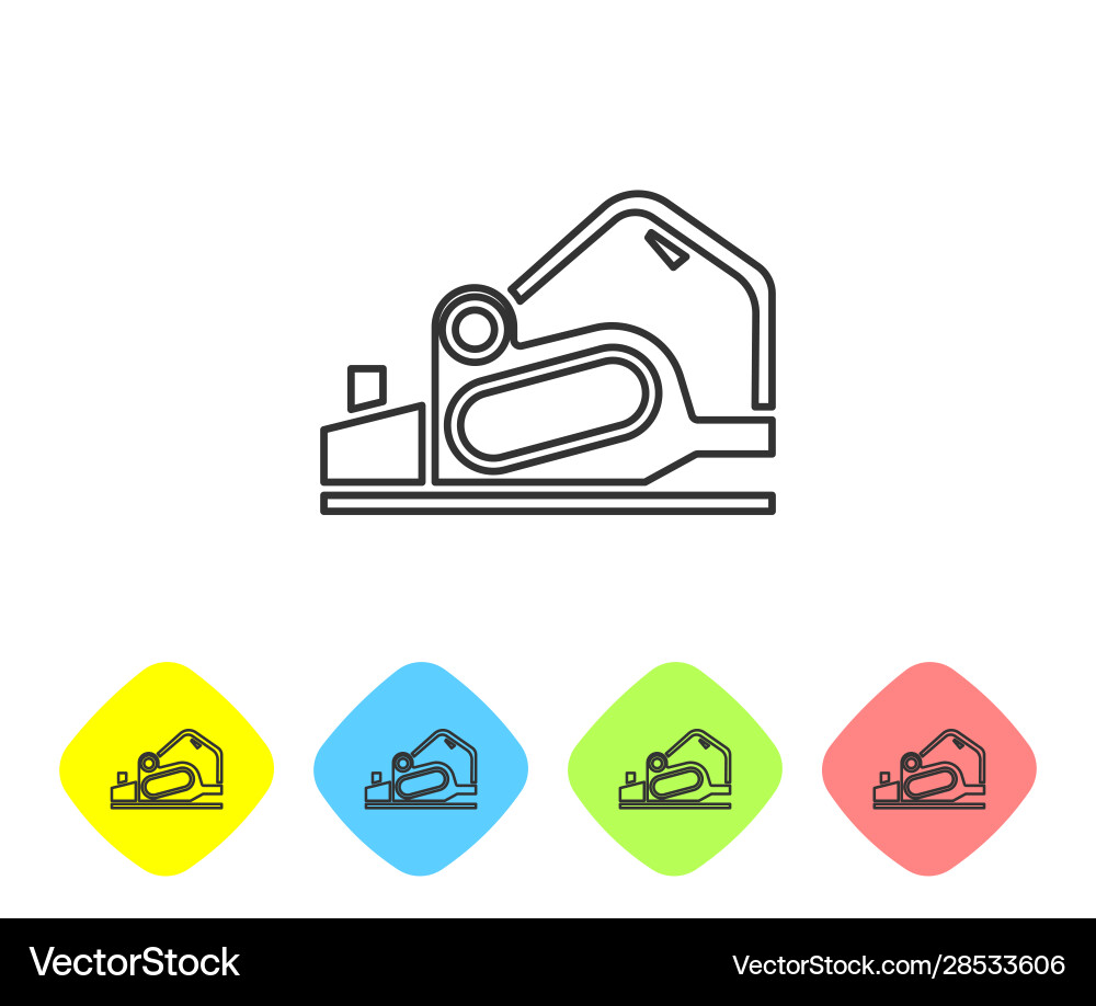 Grey line electric planer tool icon isolated Vector Image