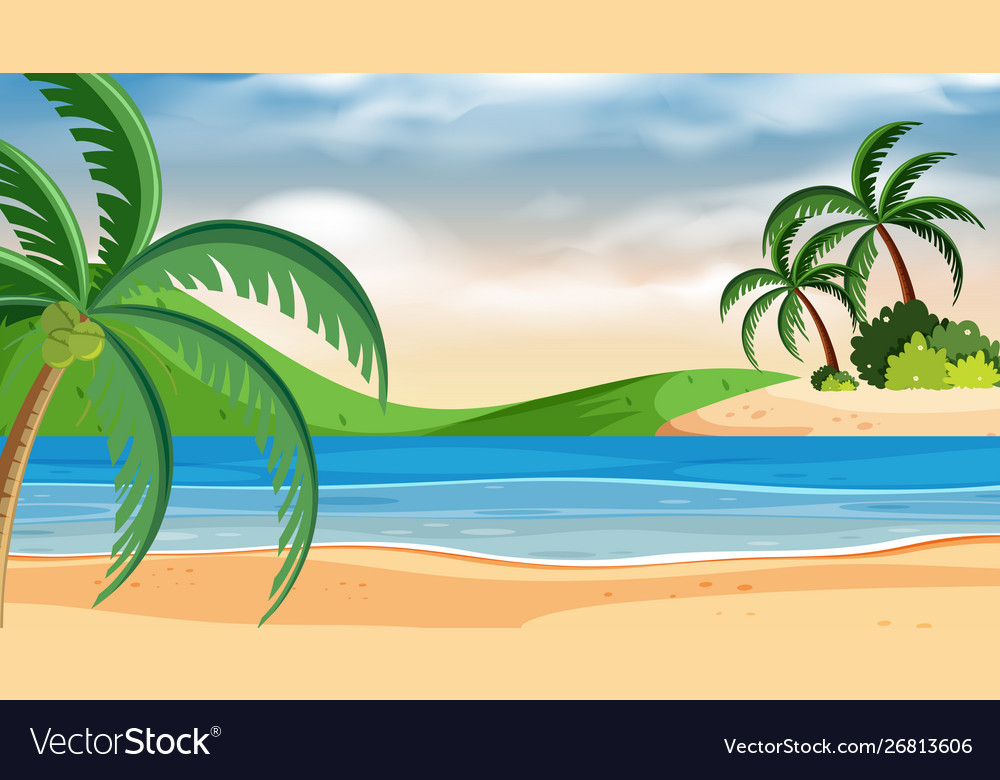 Landscape background design with blue sea Vector Image