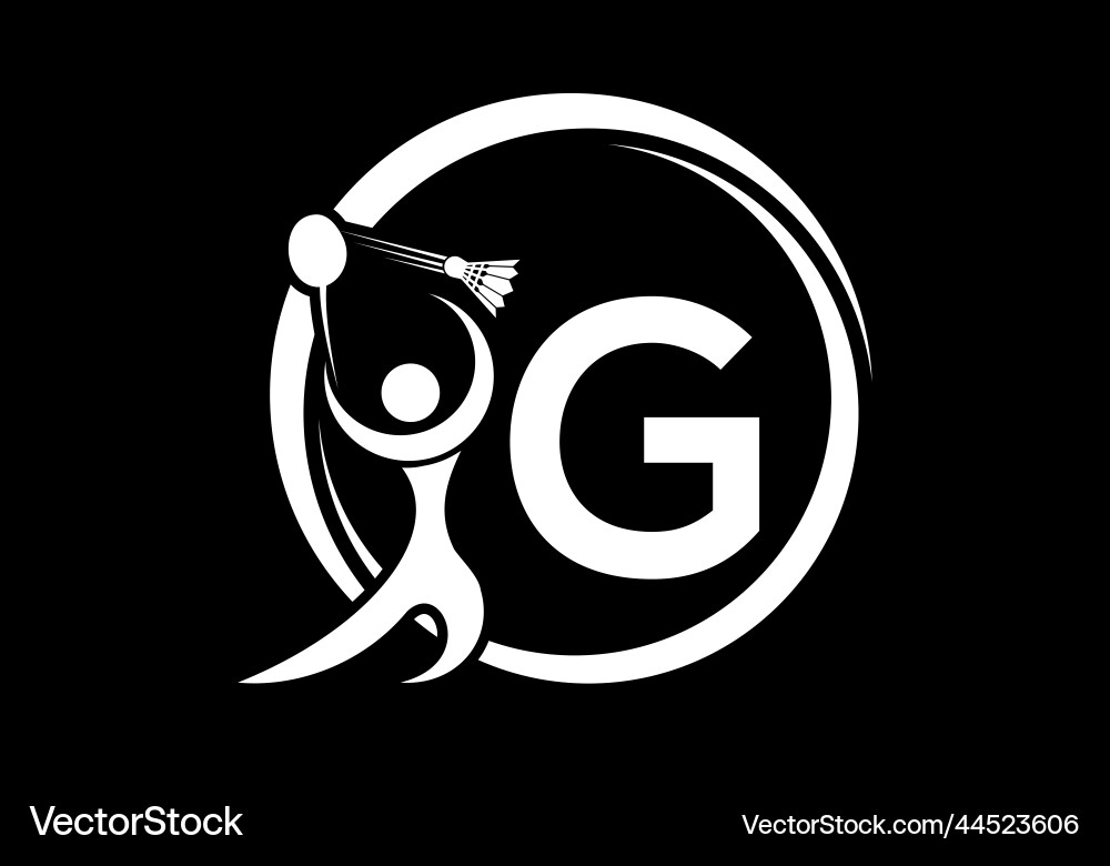 Letter g badminton logo concept with moving Vector Image
