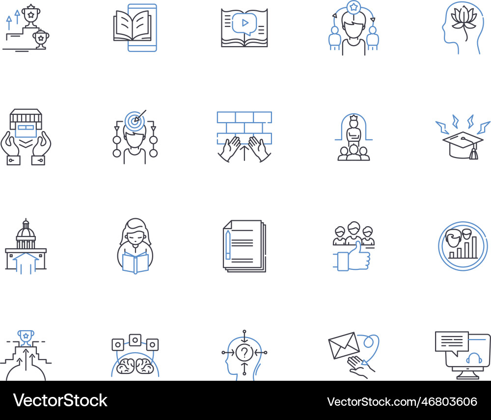 Mentoring line icons collection guidance Vector Image
