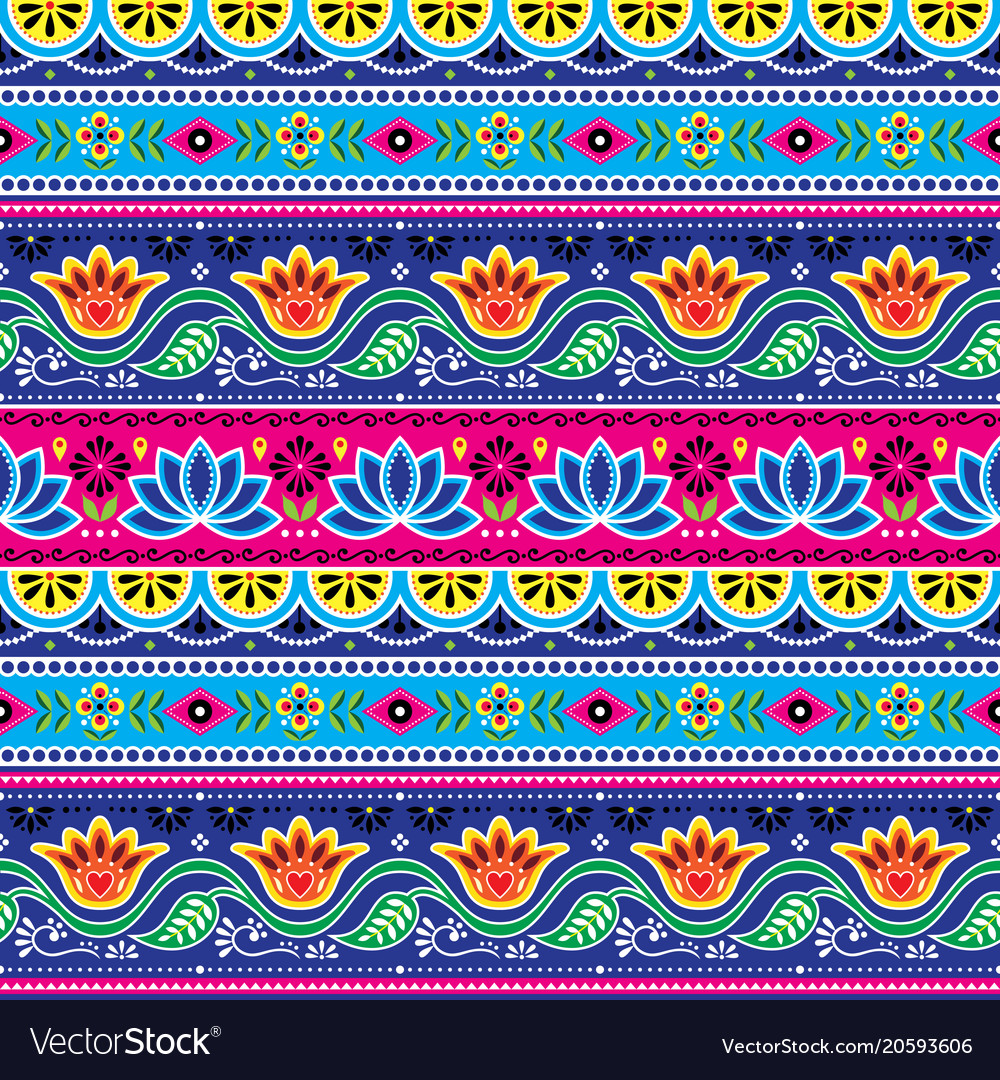 Pakistani truck art seamless pattern indian Vector Image Pakistani truck art seamless pattern indian Vector Image