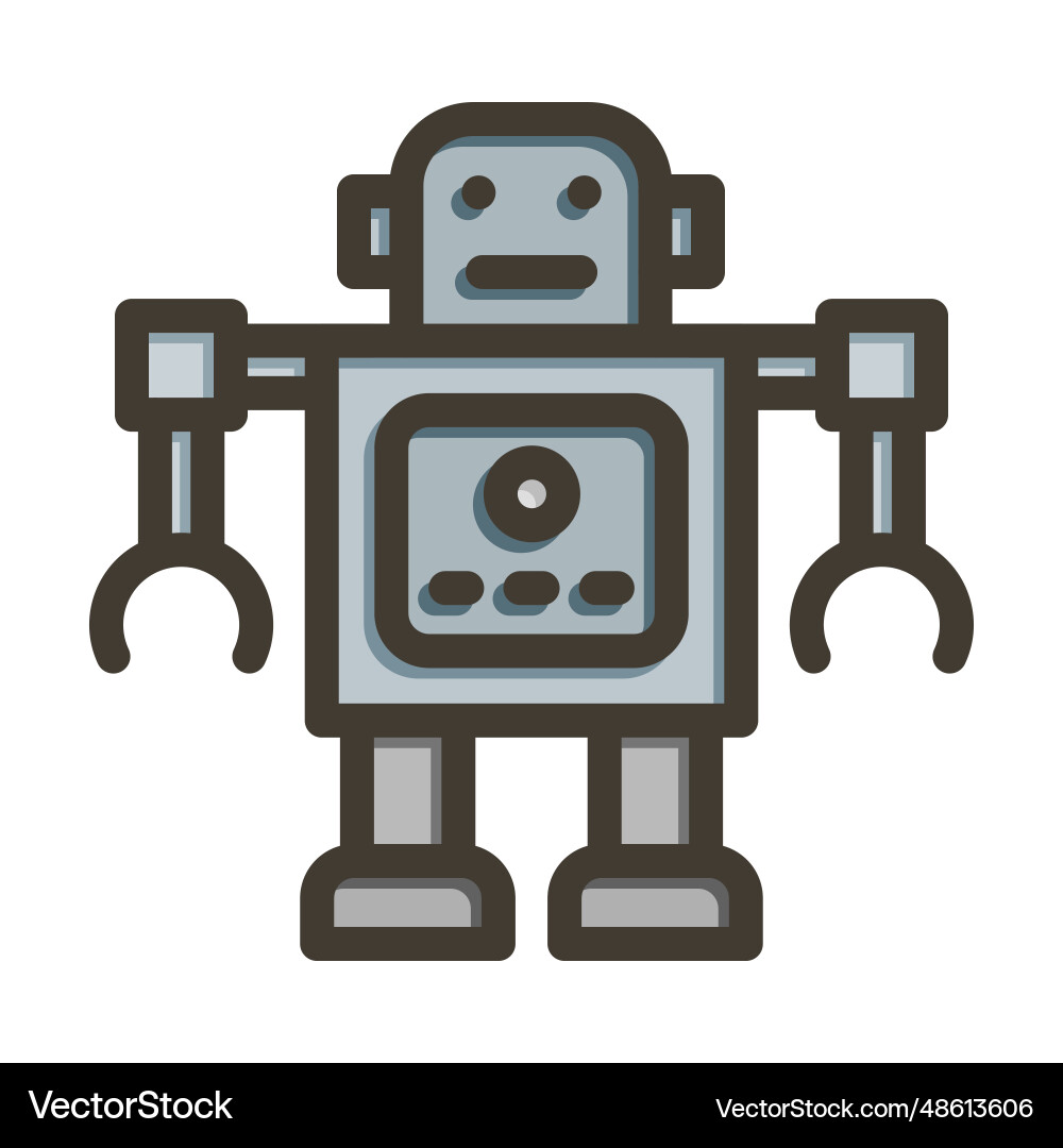 Toy robot thick line filled colors for personal Vector Image