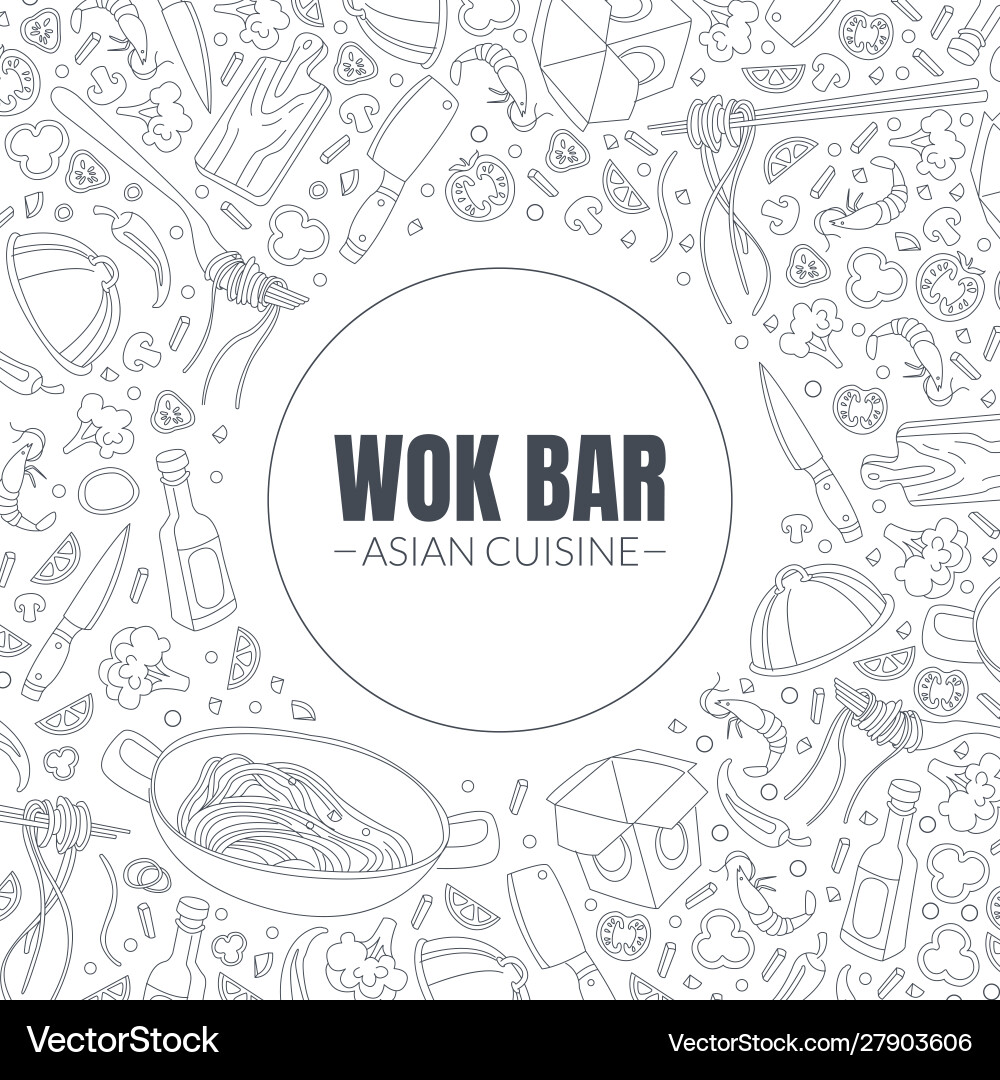 Work bar asian cuisine banner template menu cafe Vector Image