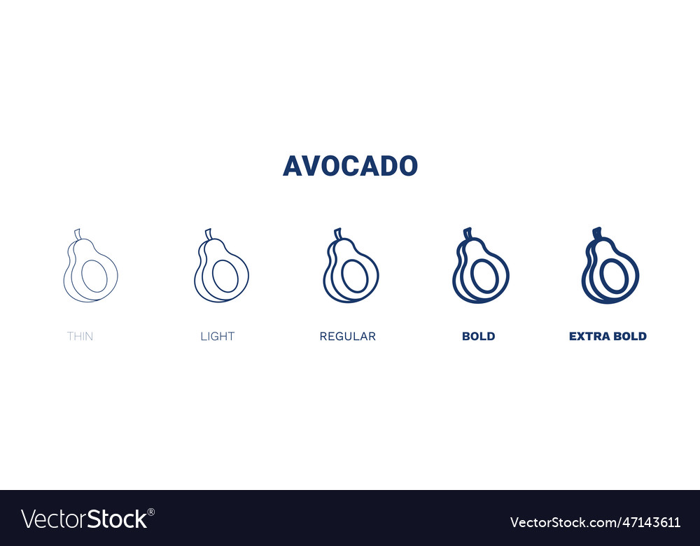Avocado icon thin light regular bold black Vector Image