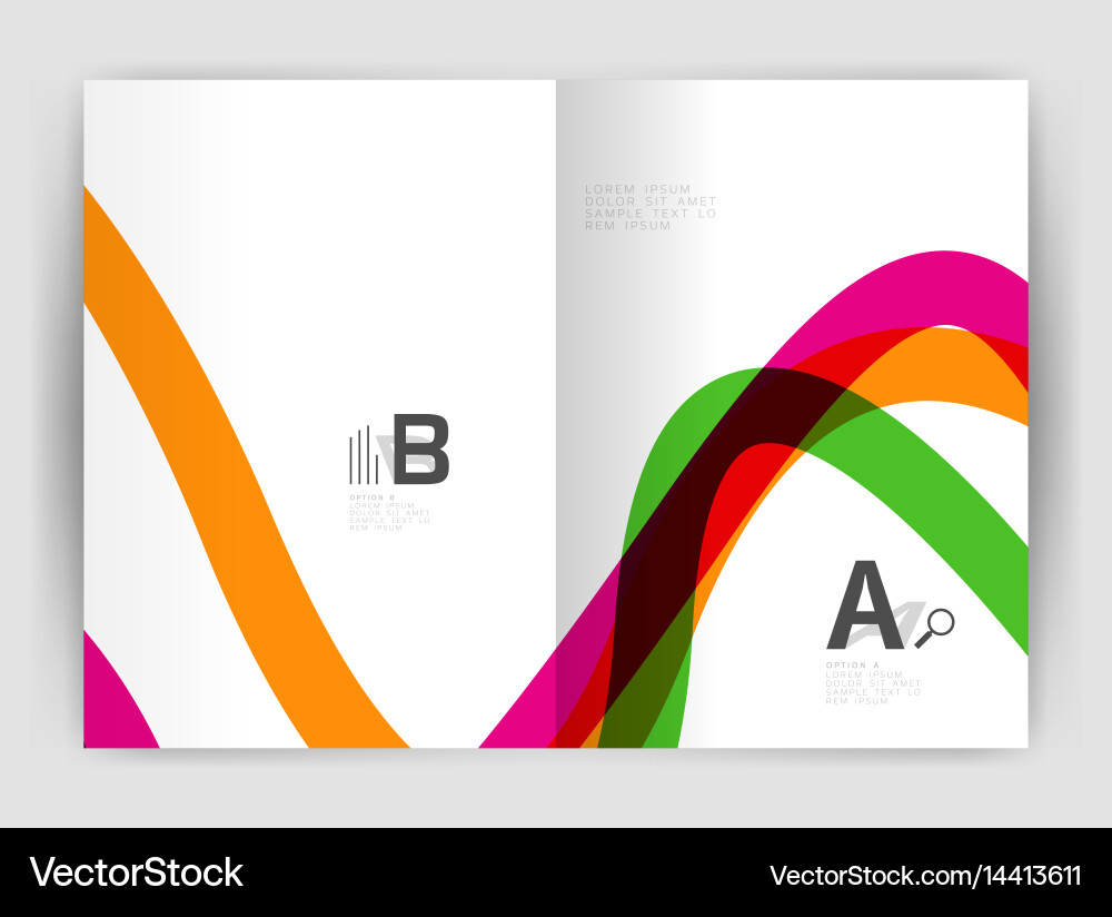 Business brochure flyer template wave and line Vector Image