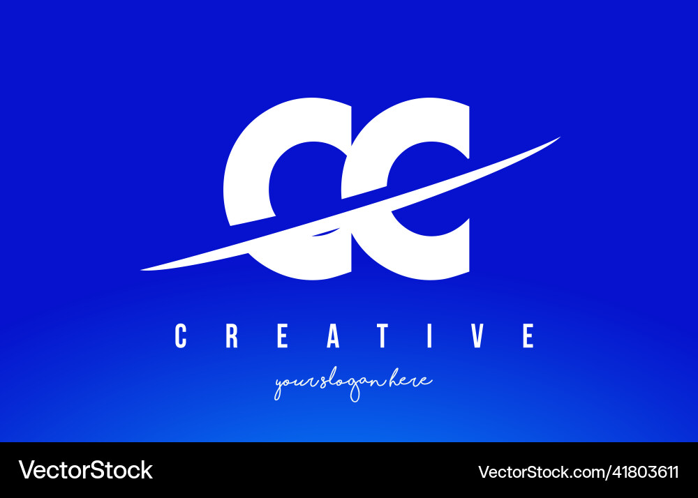 Cc c c letter modern logo design white yellow Vector Image