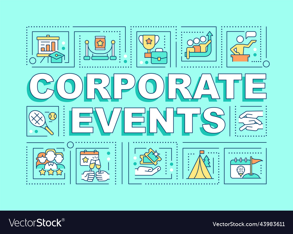 Corporate events word concepts turquoise banner Vector Image