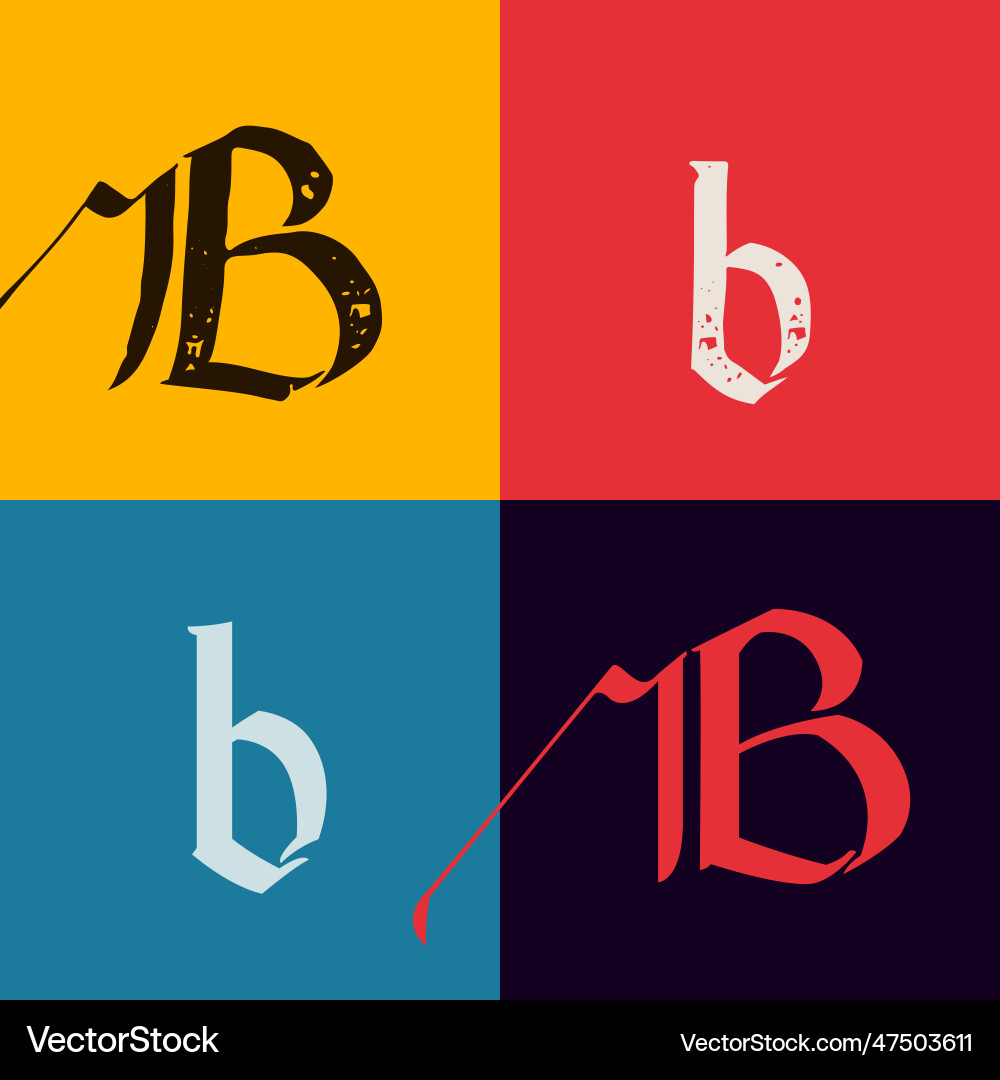 Gothic style letter b logo calligraphy uppercase Vector Image