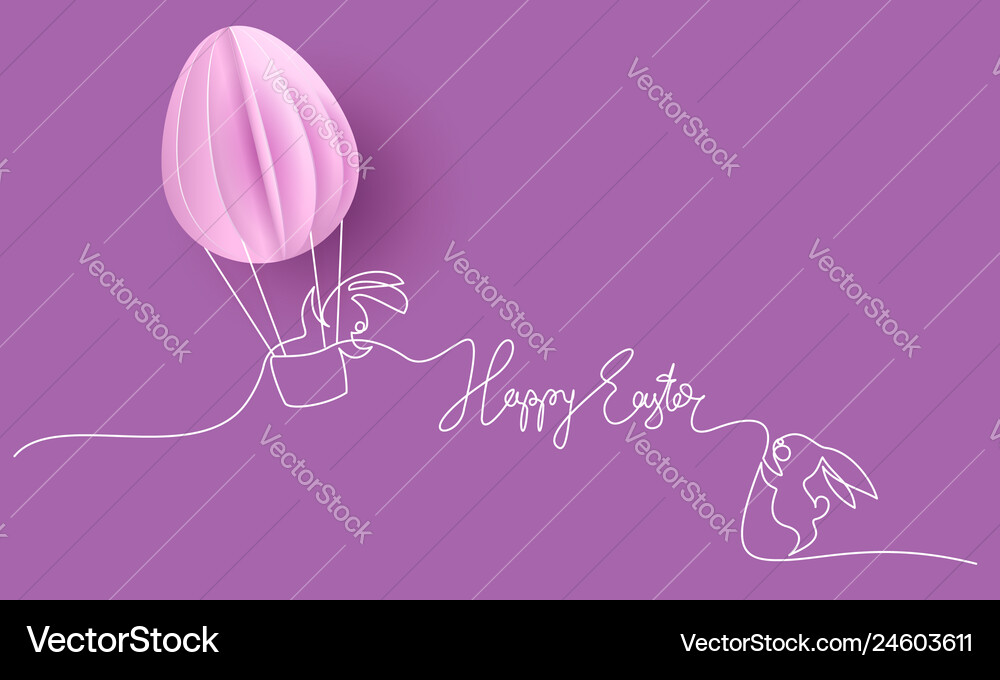 Happy easter card cute rabbit with air balloons Vector Image