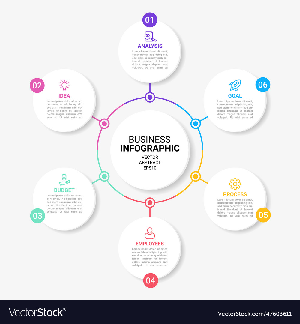 Infograph elements circle chart 6 steps Royalty Free Vector