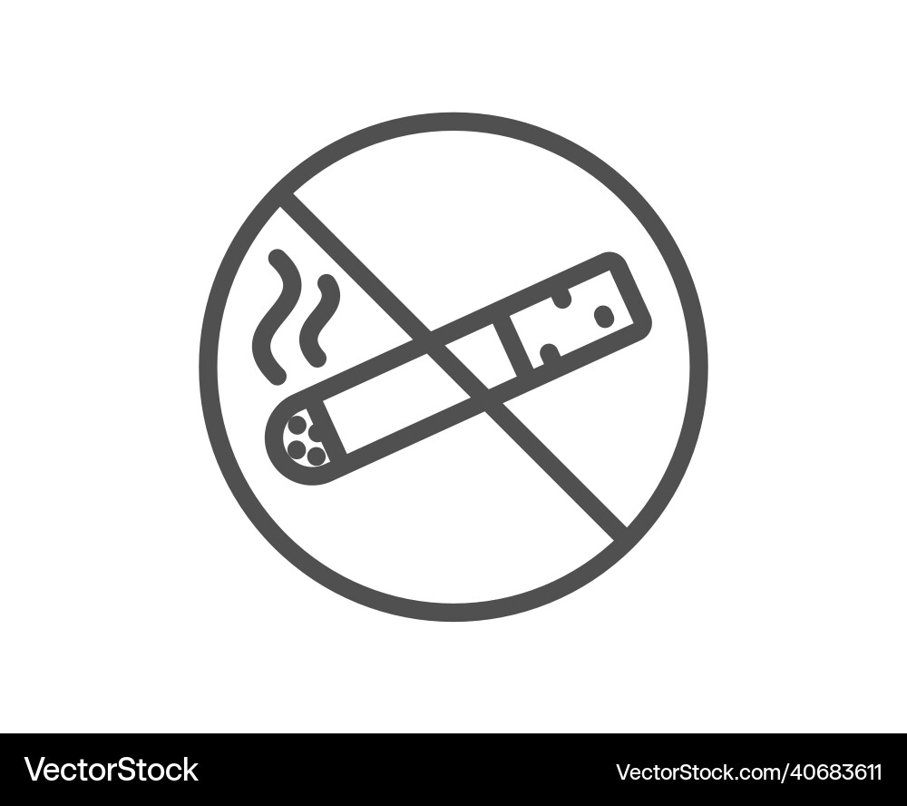 No smoking line icon stop smoke sign Royalty Free Vector
