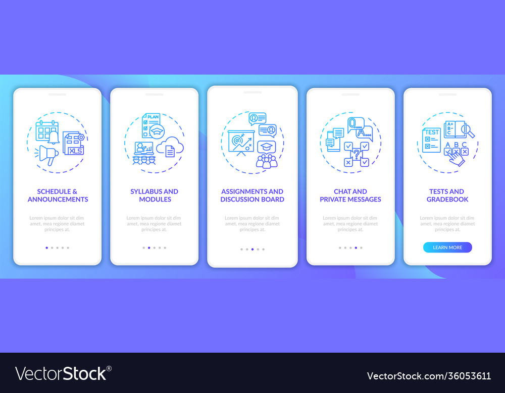Online course management system onboarding mobile Vector Image