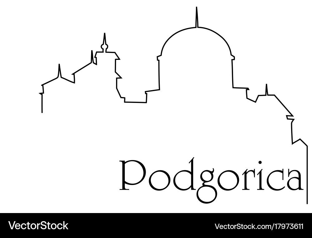 Podgorica city one line drawing background Vector Image