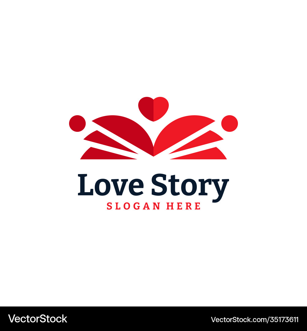 Story book logo design template couple Royalty Free Vector