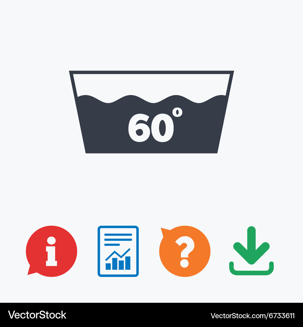 Wash icon machine washable at 60 degrees symbol Vector Image