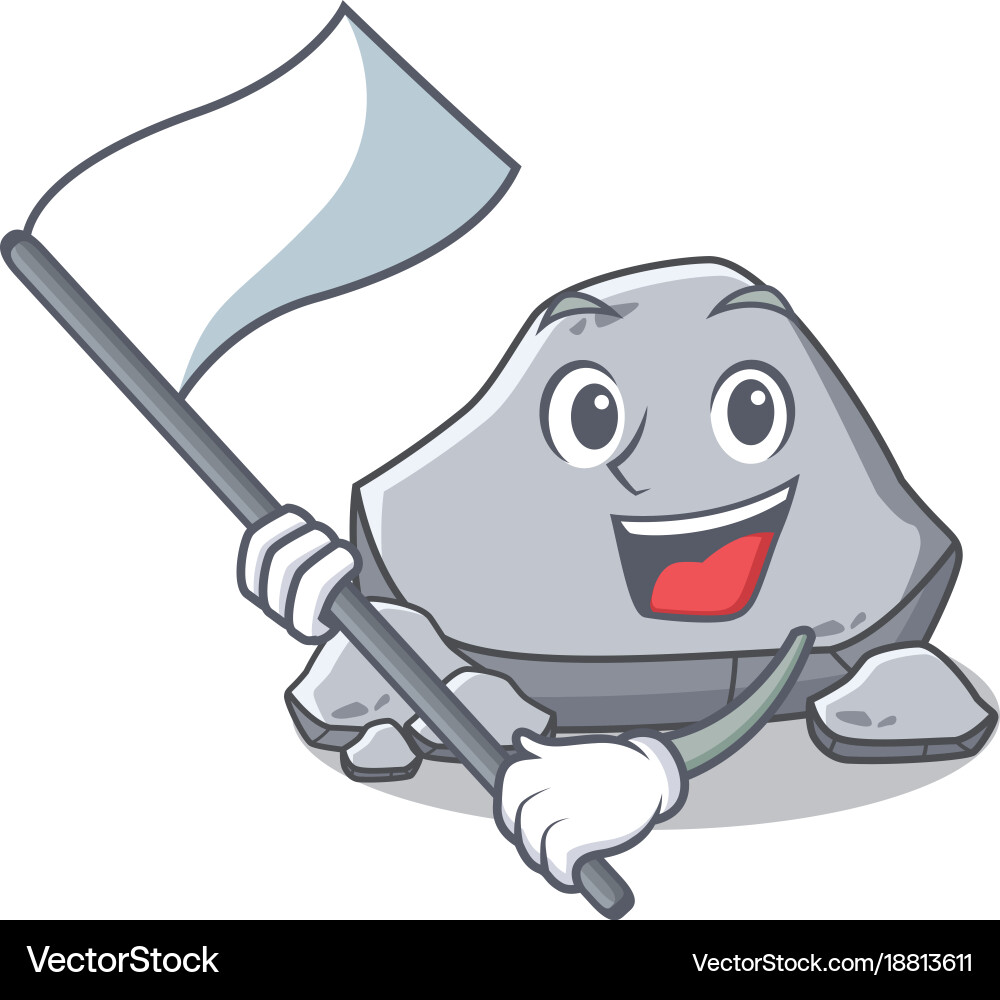 With flag stone character cartoon style Royalty Free Vector