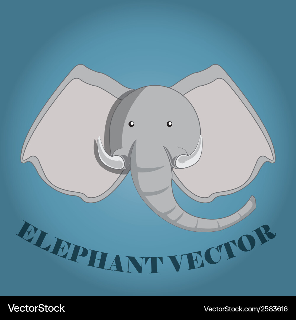 A face grey elephant in blue background Royalty Free Vector